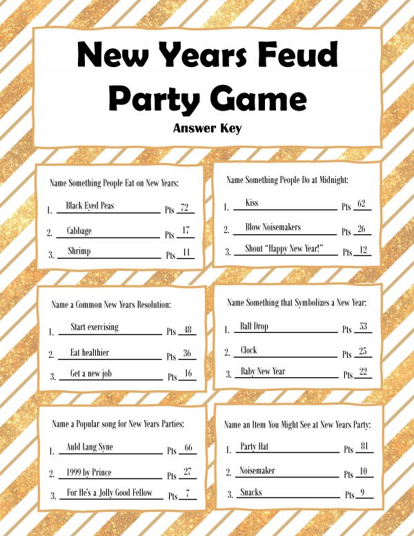 New Years Eve Family Feud Party Game Free Printable - My Uncommon Slice ...