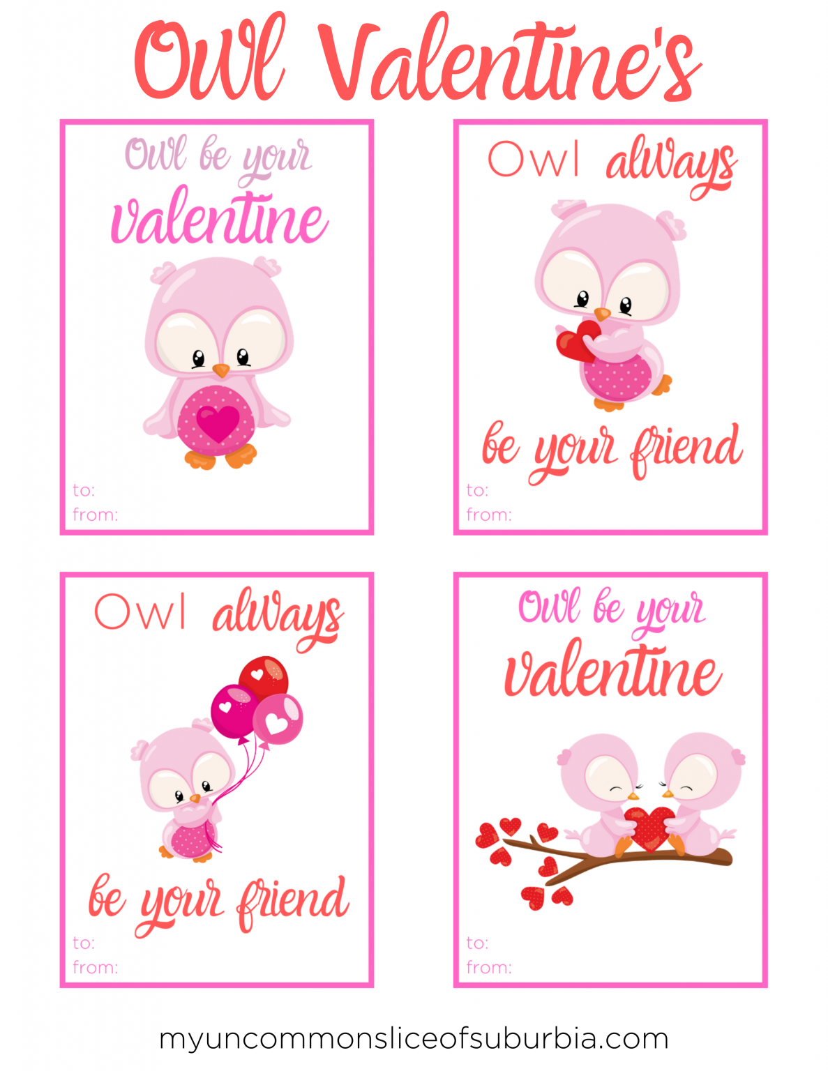 Owl Valentine Cards Free Printable - My Uncommon Slice of Suburbia