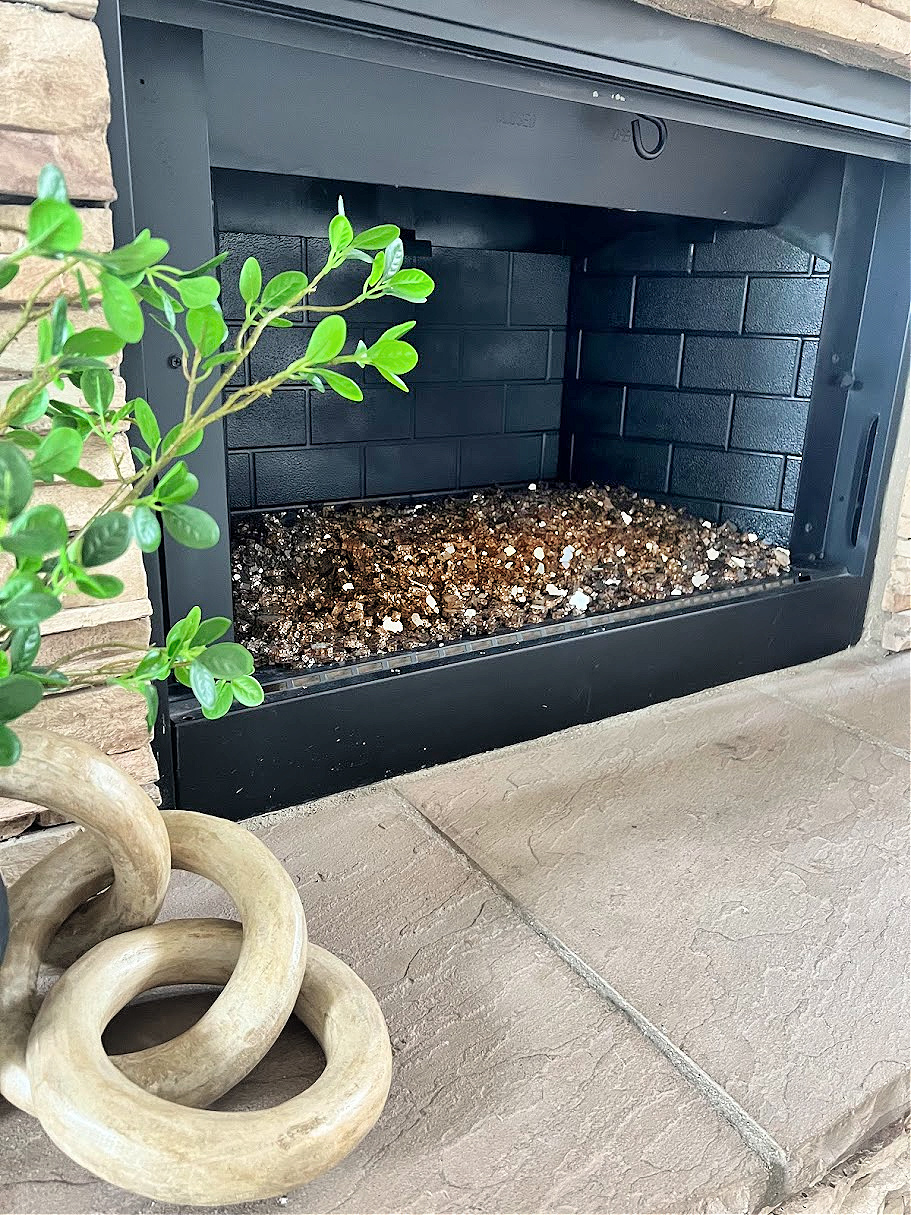 Gas log fireplace converted with fire glass DIY - My Uncommon Slice of ...