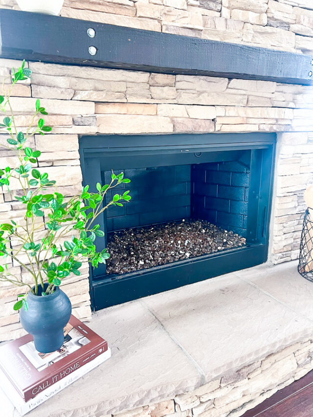 Gas log fireplace converted with fire glass DIY - My Uncommon Slice of ...