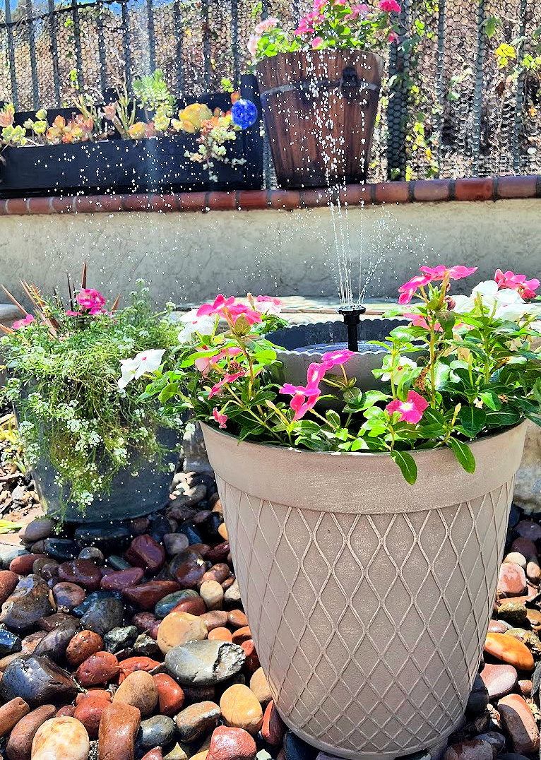 Easy To Make DIY Solar Powered Water Planter Feature - My Uncommon ...