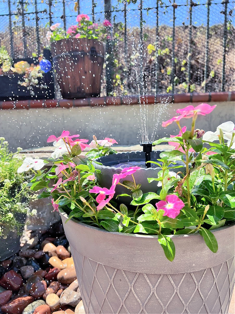 Easy To Make DIY Solar Powered Water Planter Feature - My Uncommon ...