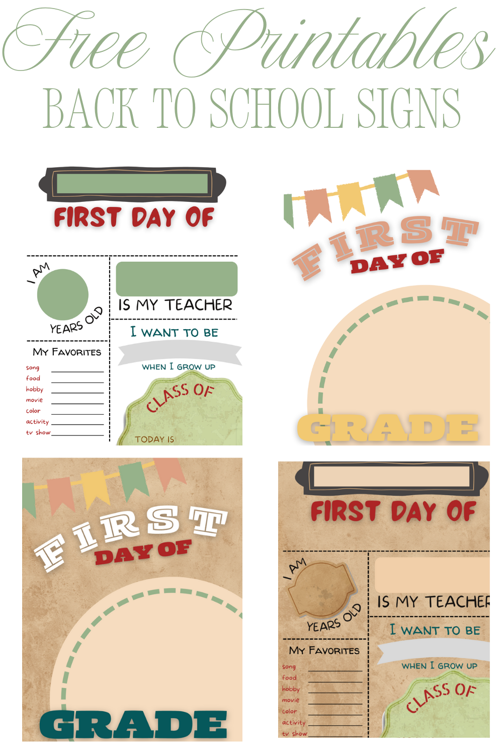 Free Printable First Day of School Signs - My Uncommon Slice of Suburbia