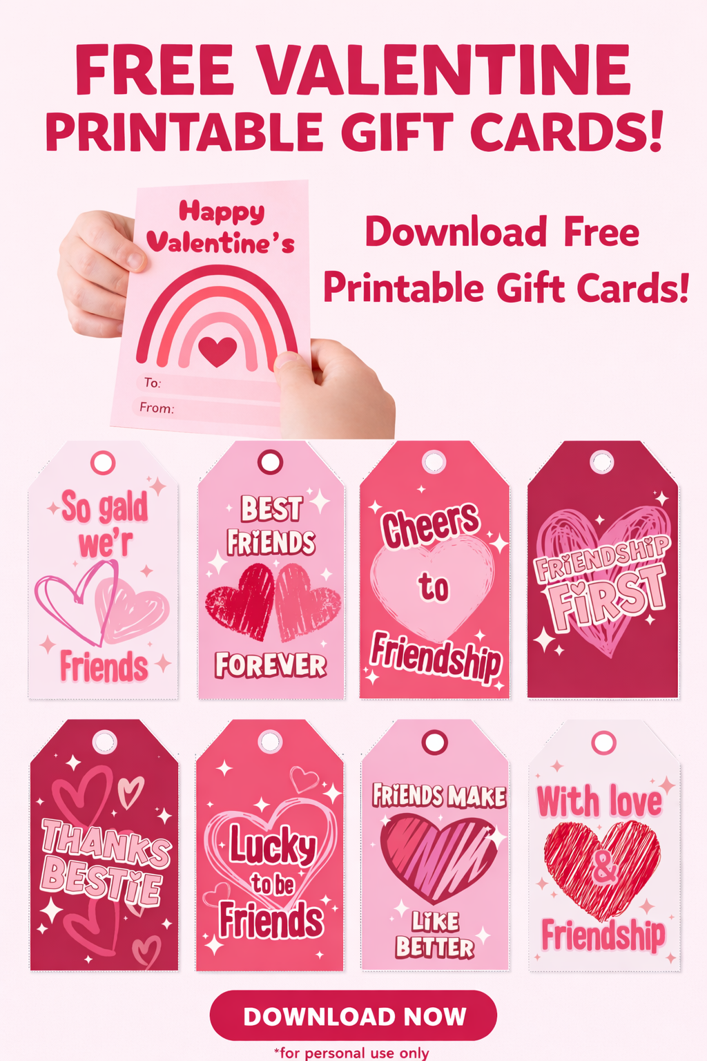 Free Printable Valentine’s Day Gift Tags and Cards - My Uncommon Slice ...